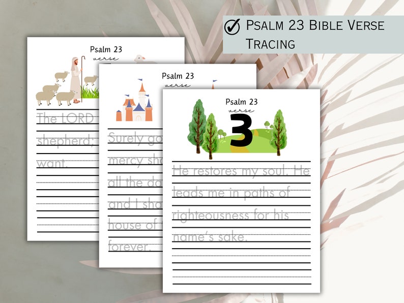Psalm 23 Printable Bible Memorization Worksheet Sunday School Bible ...