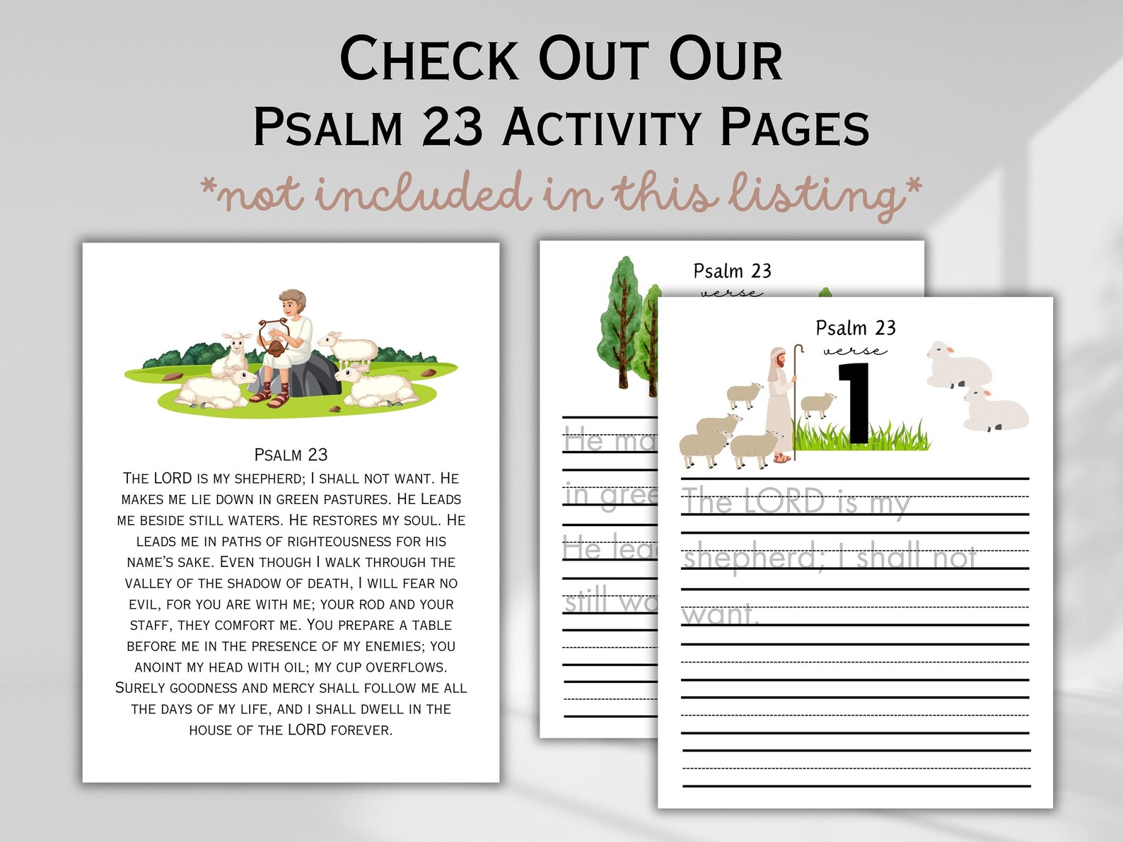 Psalm 23 Bible Verse Coloring Scripture Bookmarks Printable Sunday ...