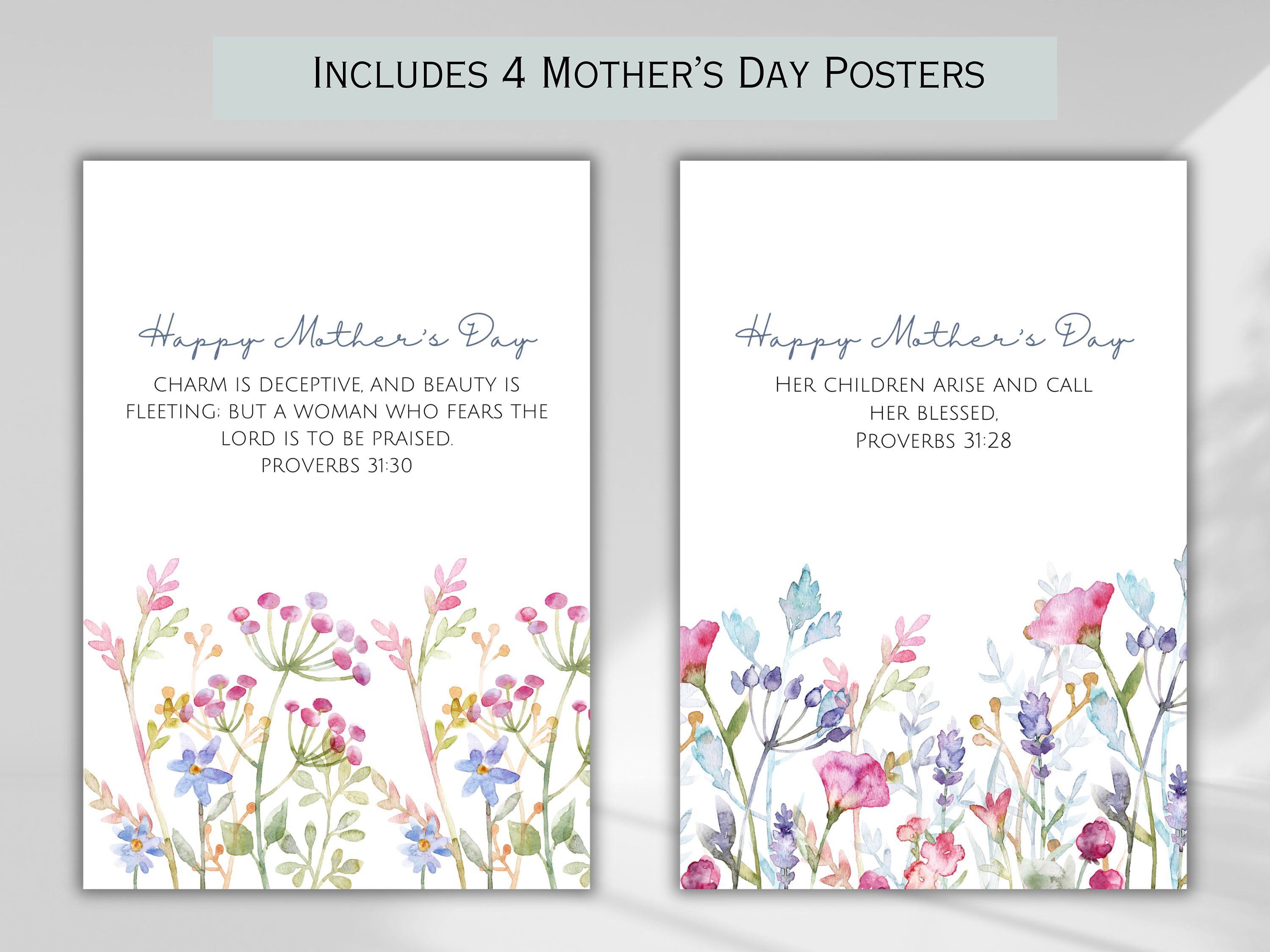 Christian Mothers Day Posters Bible Verse Cards Church Sign for Mothers ...
