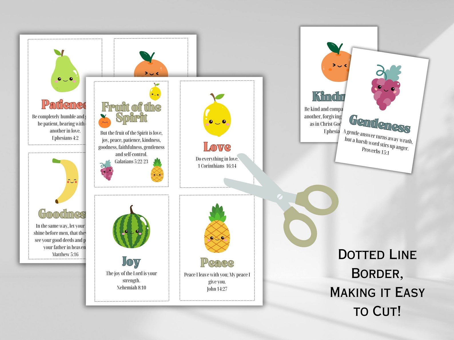 Fruit of the Spirit Bundle Printable Flashcards Poster Bible Verse ...