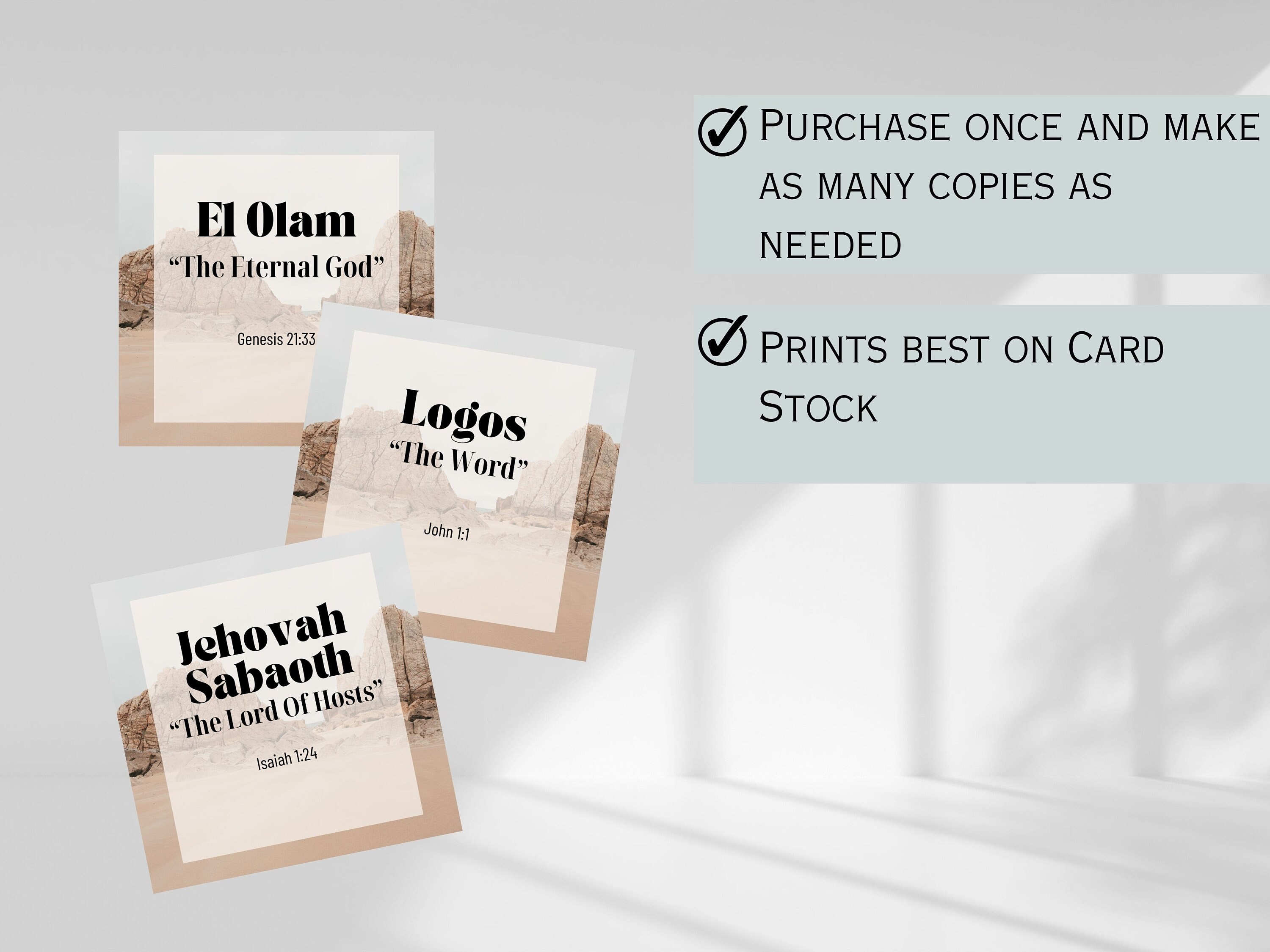 Names of God Christian Cards for Bible Study Tools Printable Names of ...