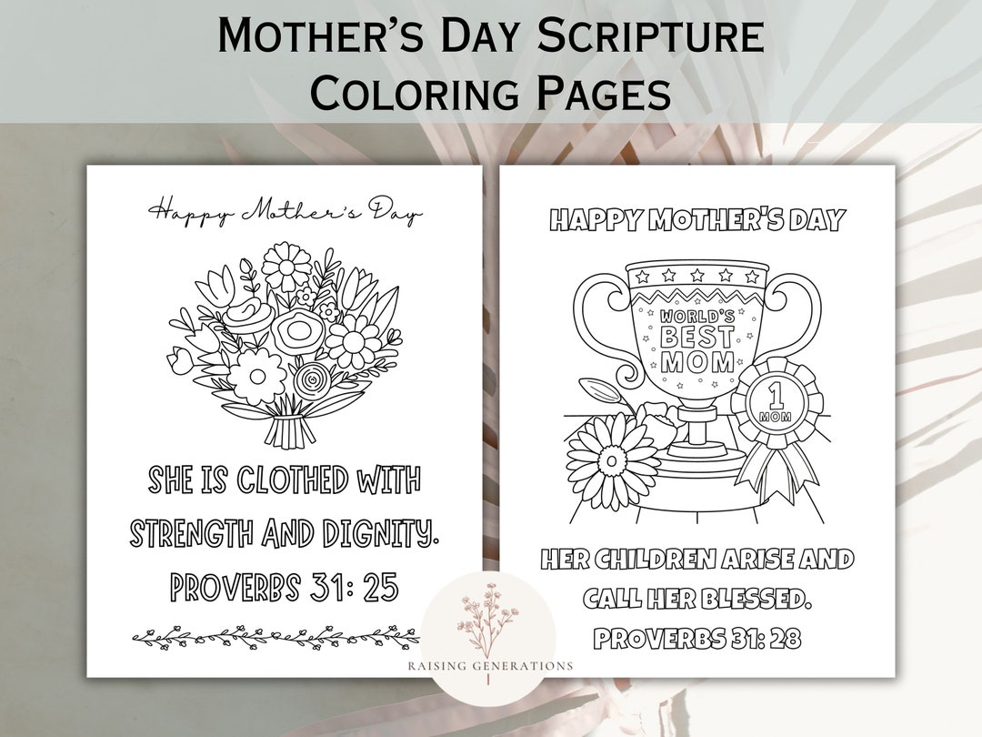 Christian Mothers Day Bible Verse Coloring Pages Gift for Mothers ...