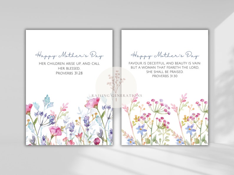 KJV Christian Mothers Day Floral Bible Verse Cards Church Gift Tag for ...