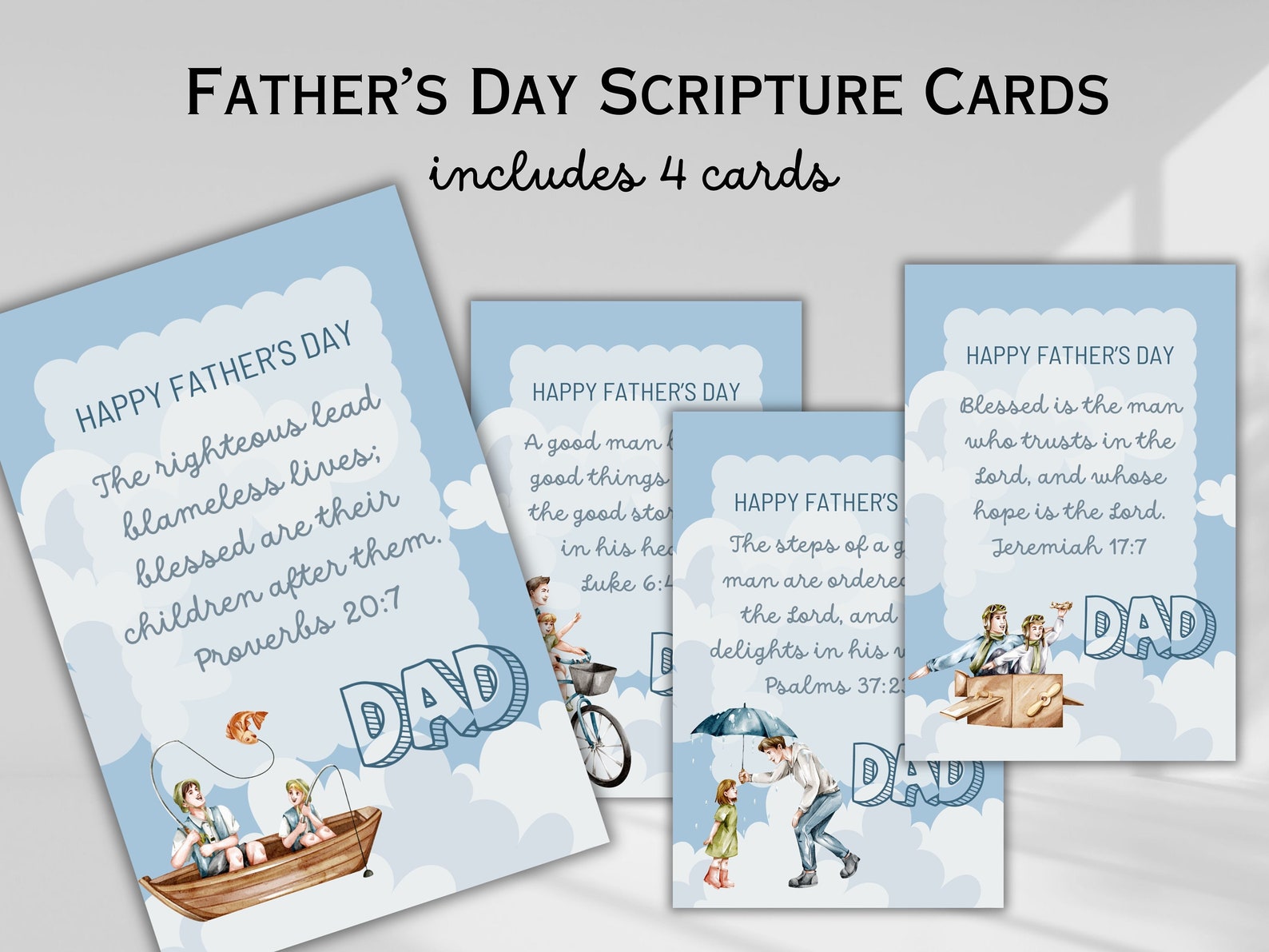 Christian Father's Day Cards Father's Day Printable Bible Verse Cards ...