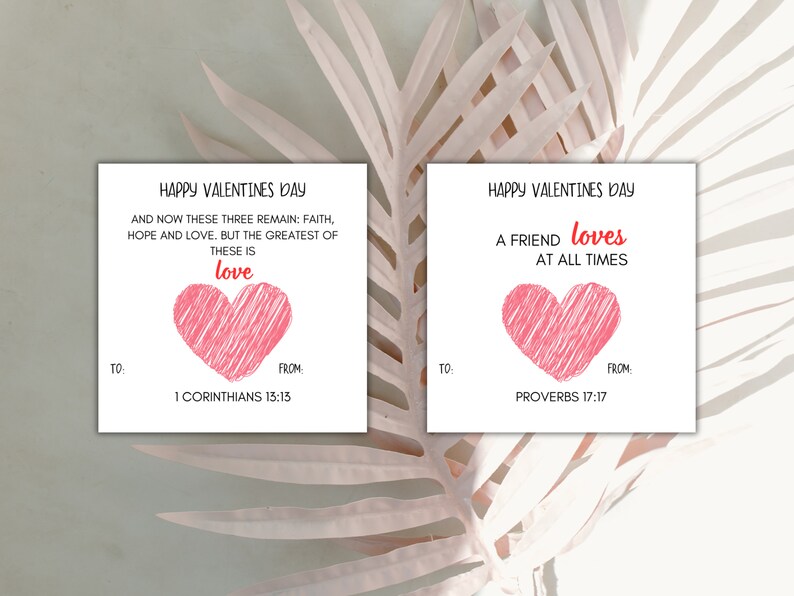 Valentines Bible Verse Cards for Kids, Classmates DIY Christian ...