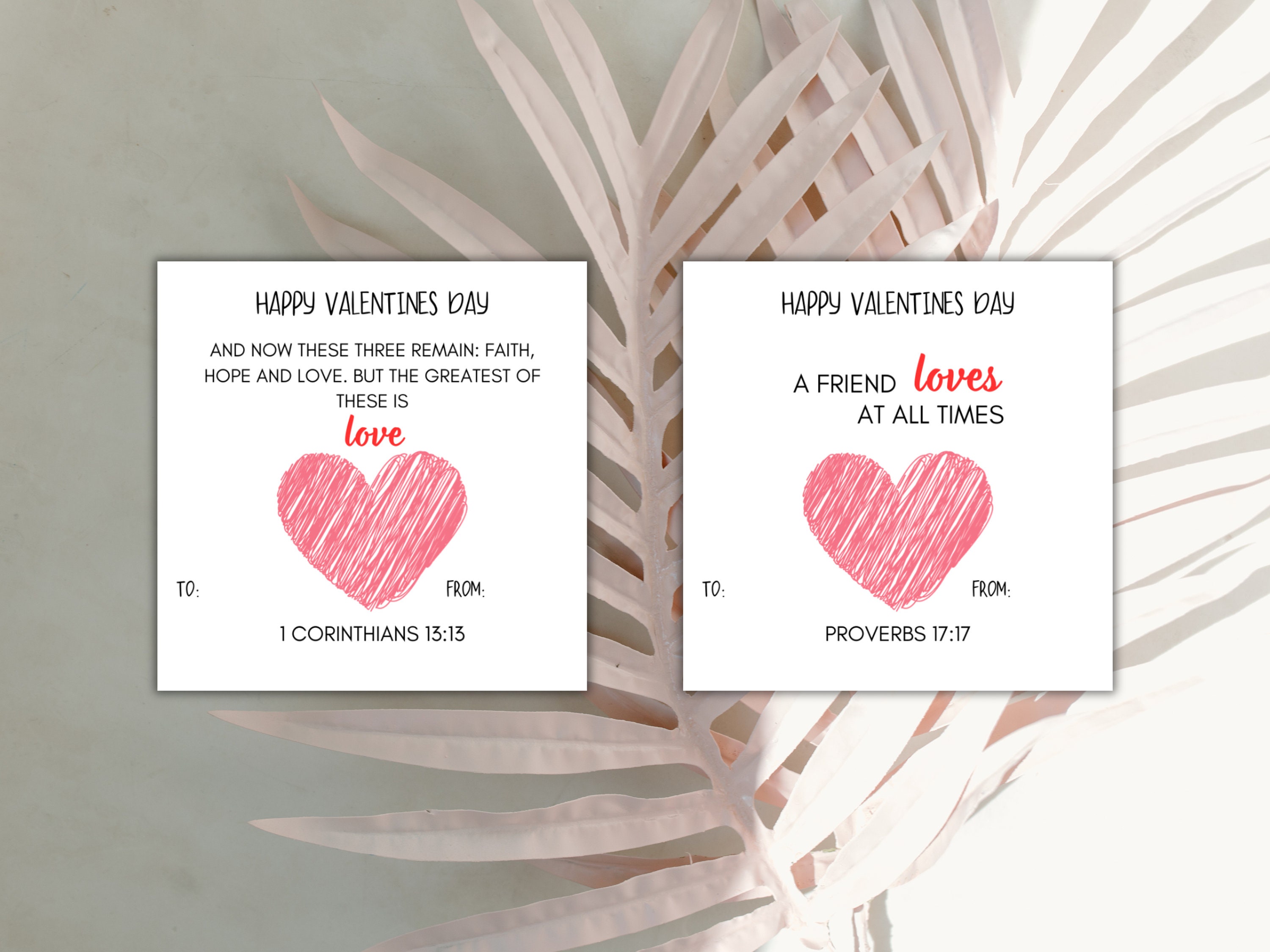 Valentines Bible Verse Cards for Kids, Classmates DIY Christian ...