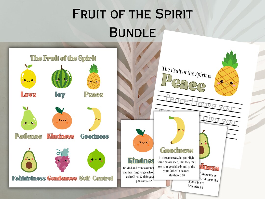 Fruit of the Spirit Bundle Printable Flashcards Poster Bible Verse ...