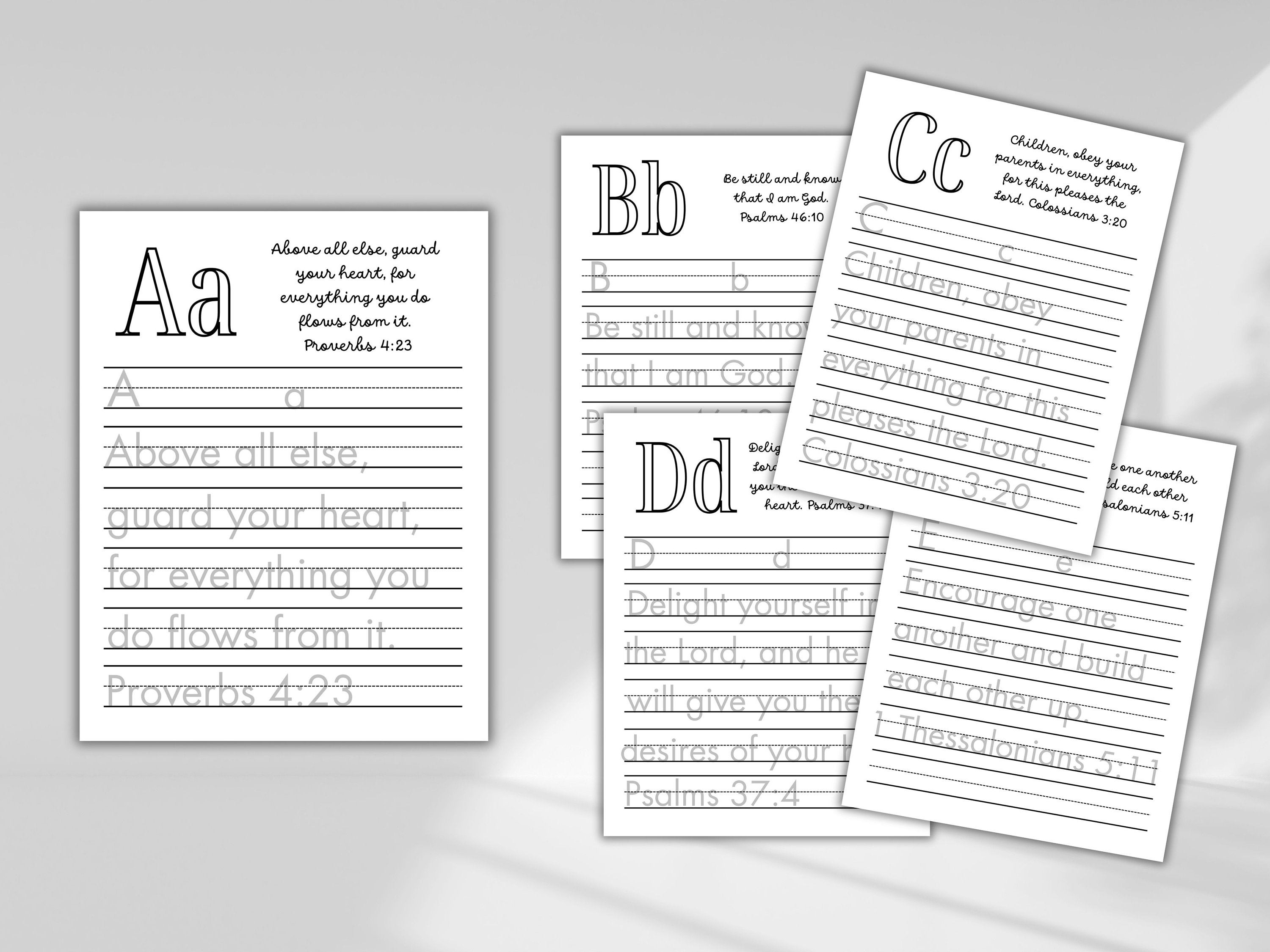Printable ABC Tracing Bundle Scripture Alphabet Tracing Worksheets ...
