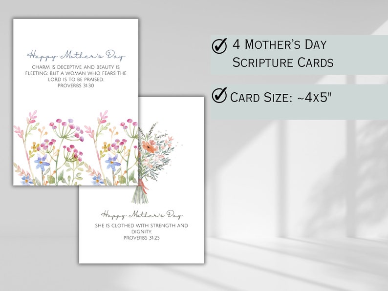 Christian Mothers Day Bible Verse Cards Church Gift Tag for Mothers ...