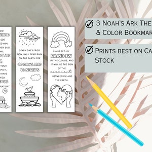 Noahs Ark Color Craft for Sunday School Lesson Book Lover Gift Reading ...