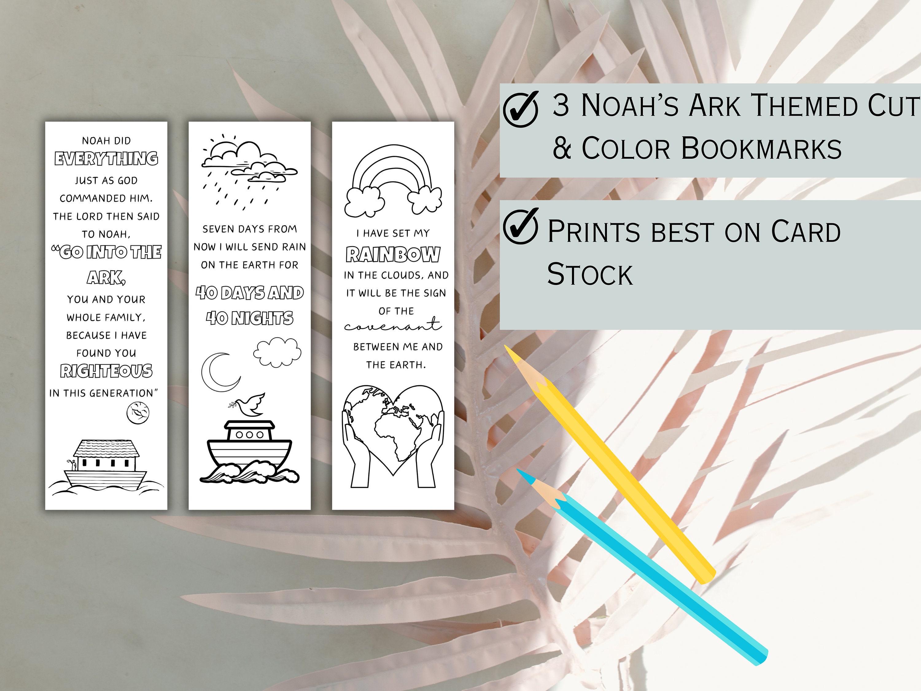 Noahs Ark Color Craft for Sunday School Lesson Book Lover Gift Reading ...