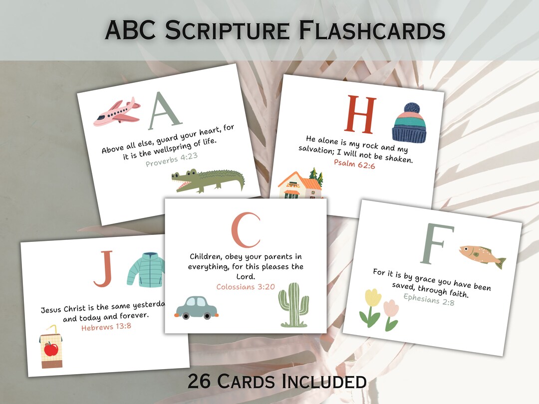 ABC Bible Verse Flashcards Scripture Card Printable Alphabet Bible Verse Cards for Kids ...