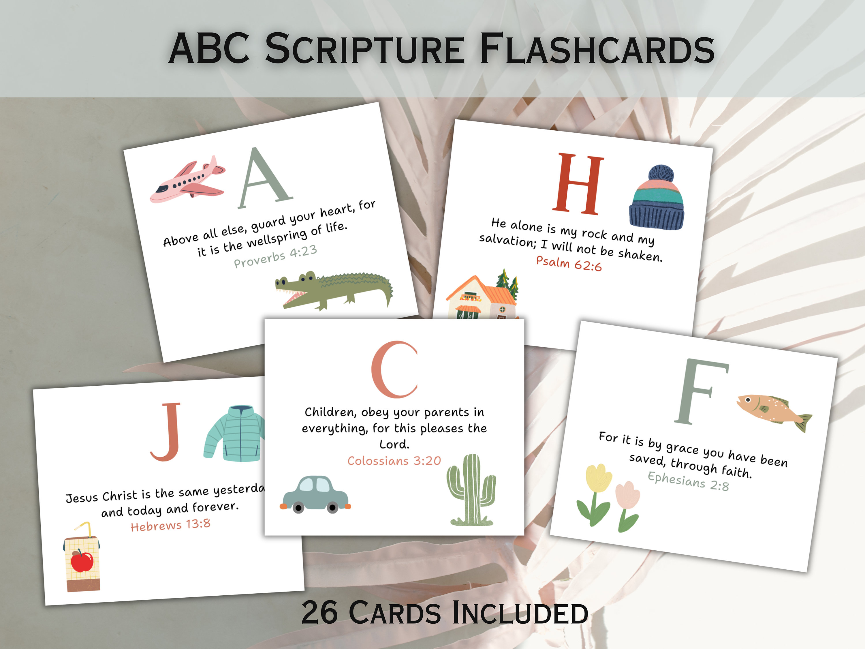 ABC Bible Verse Flashcards Scripture Card Printable Alphabet Bible ...
