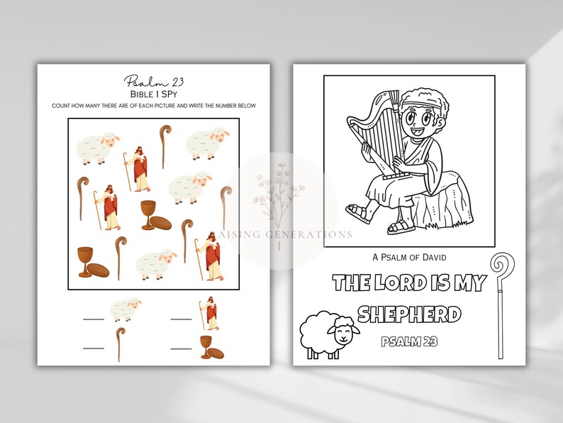 Psalm 23 Printable Bible Memorization Worksheet Sunday School Bible ...