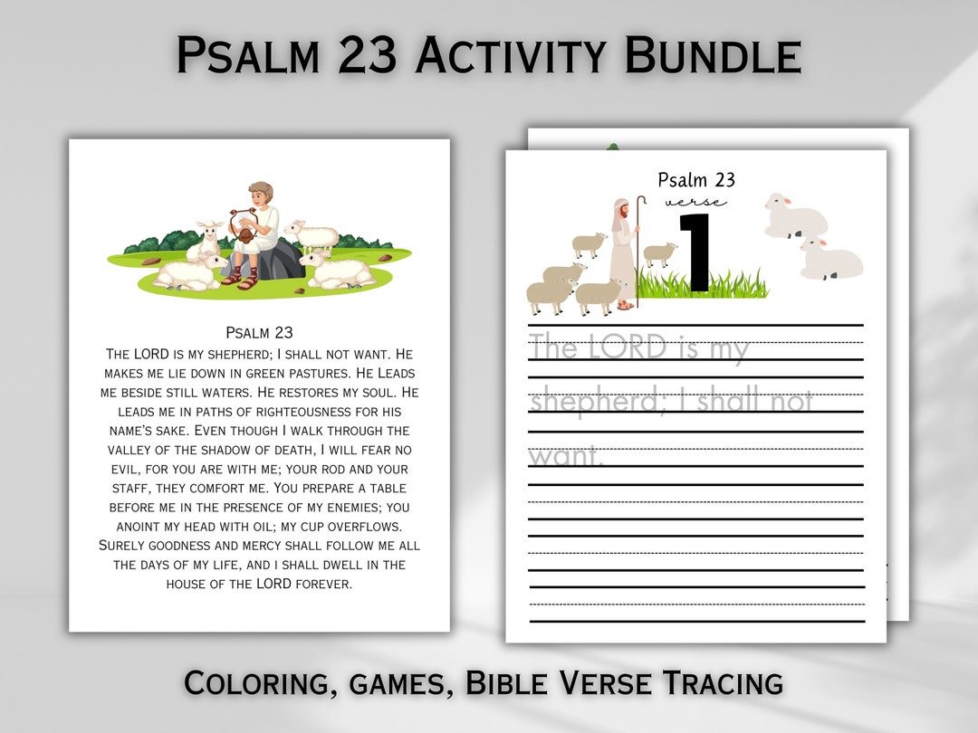 Psalm 23 Printable Bible Memorization Worksheet Sunday School Bible ...