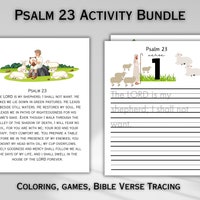 Psalm 23 Printable Bible Memorization Worksheet Sunday School Bible ...