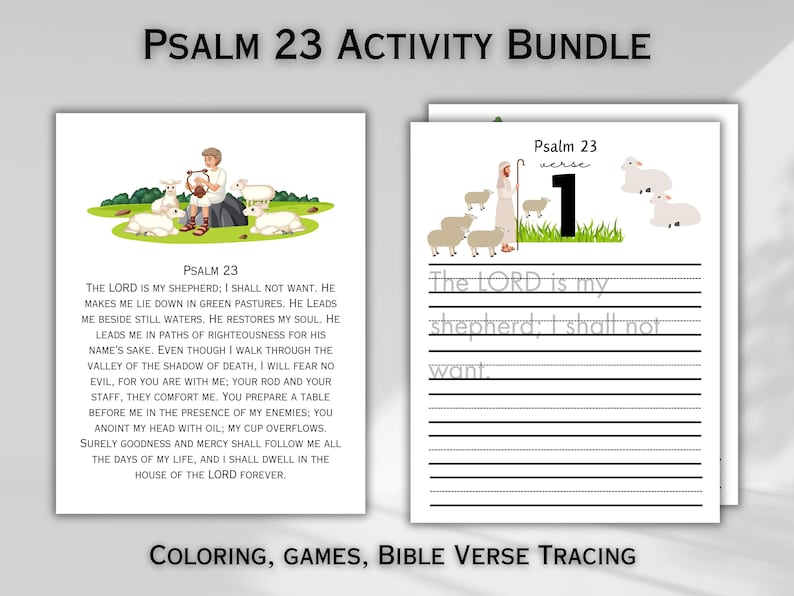 Psalm 23 Printable Bible Memorization Worksheet Sunday School Bible ...