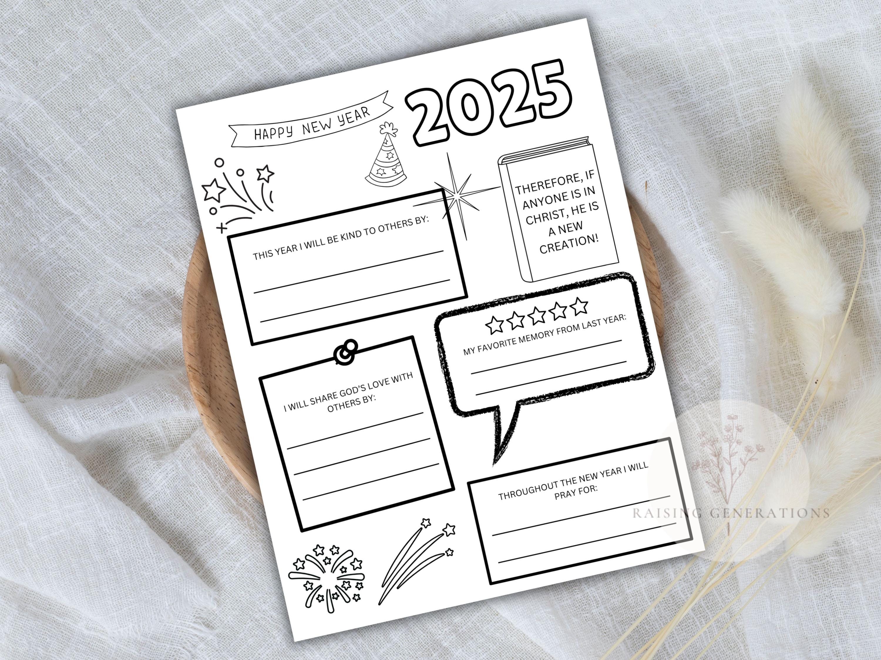 Christian New Years Resolution Page for Kids New Years Sunday School ...