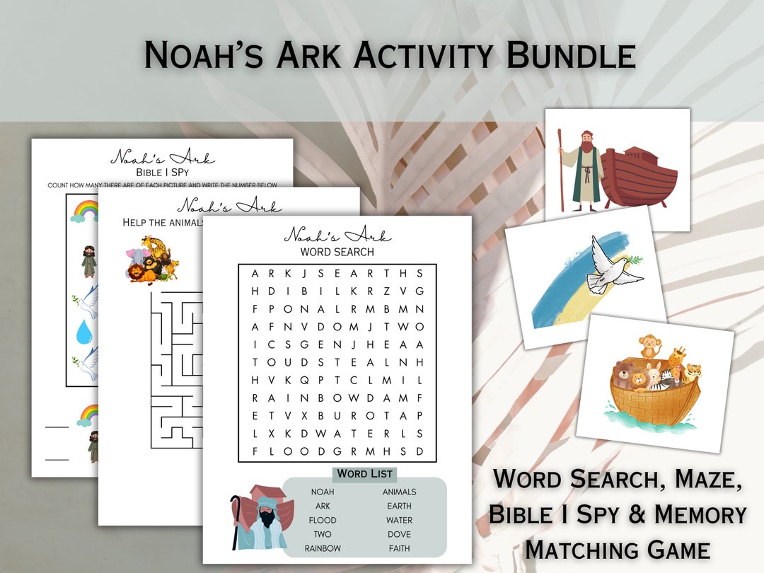 Noahs Ark Flood Activity Printable Bible Story Fun Learning Craft for ...