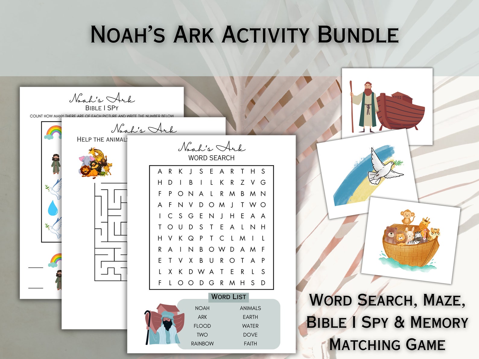 Noahs Ark Flood Activity Printable Bible Story Fun Learning Craft for ...