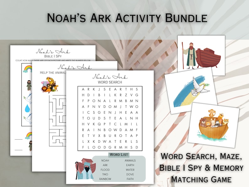 Noahs Ark Flood Activity Printable Bible Story Fun Learning Craft for ...
