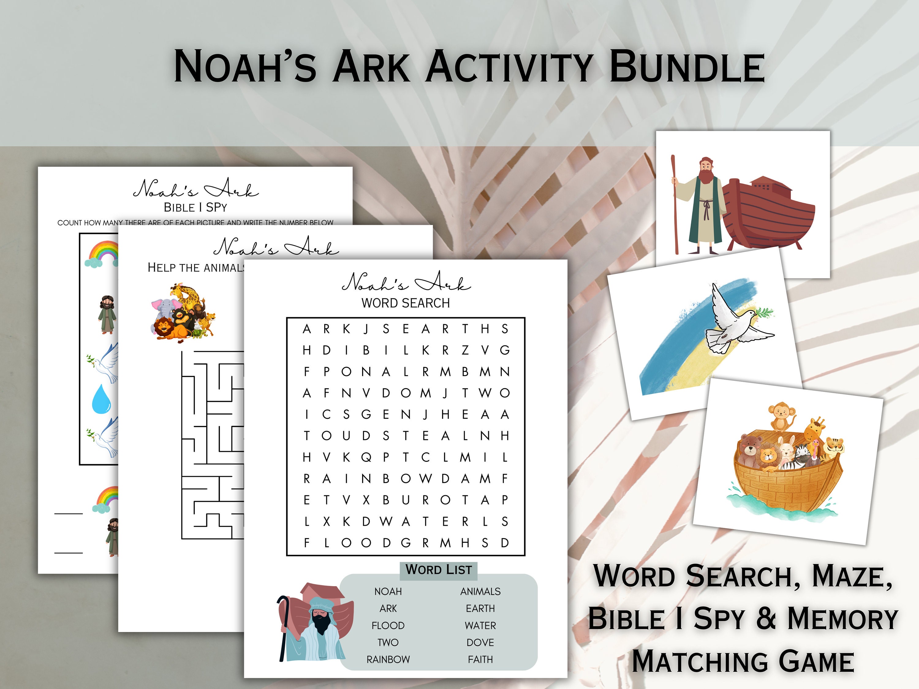 Noahs Ark Flood Activity Printable Bible Story Fun Learning Craft for ...
