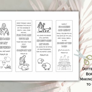Psalm 23 Bible Verse Coloring Scripture Bookmarks Printable Sunday ...