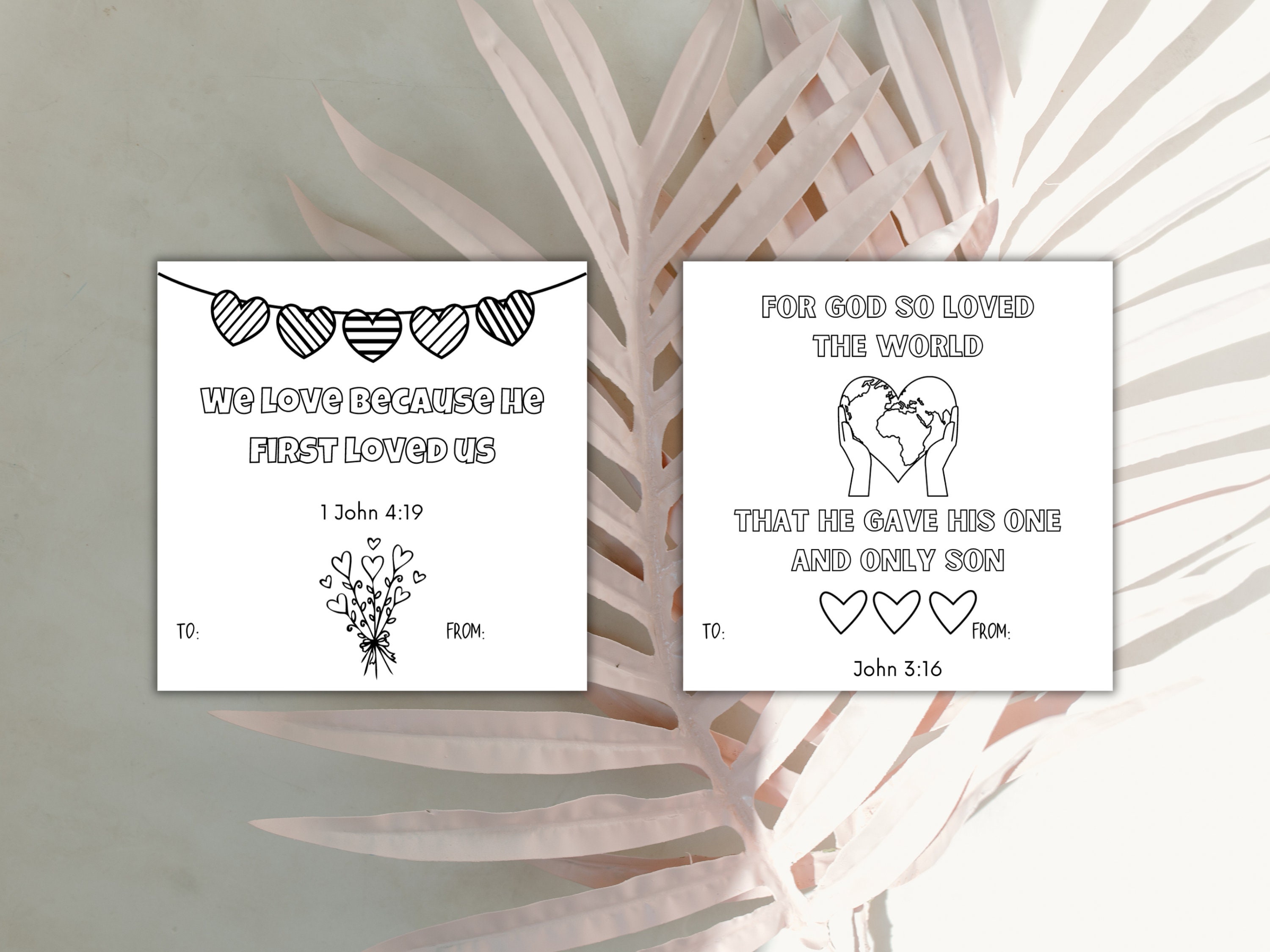 DIY Valentines Coloring Cards for Kids Christian Bible Verse Valentines ...