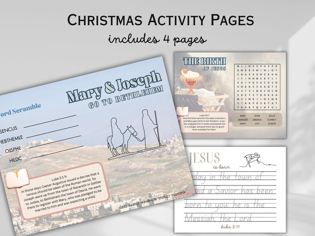 Christian Christmas Activity Pages Holiday Craft for Kids Bible Lesson ...