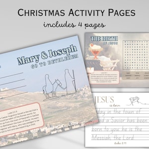 Christian Christmas Activity Pages Holiday Craft for Kids Bible Lesson ...