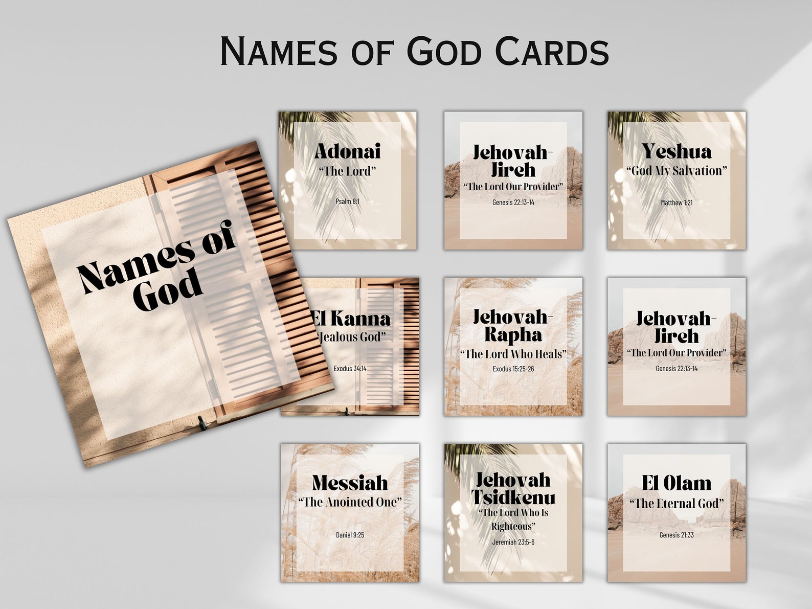 Names of God Christian Cards for Bible Study Tools Printable Names of ...