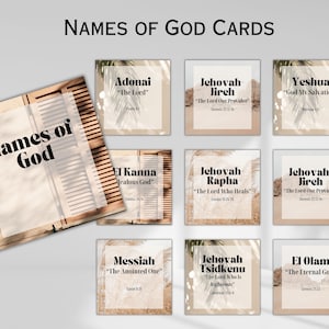 Names of God Christian Cards for Bible Study Tools Printable Names of ...