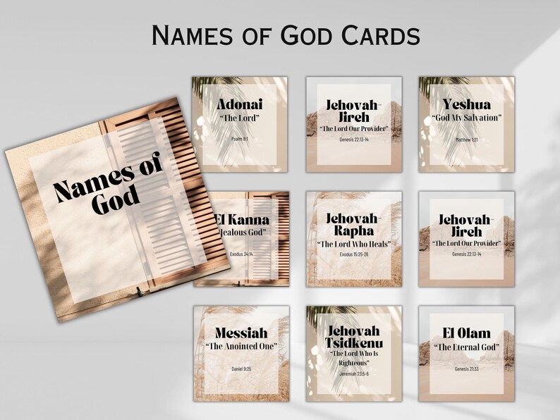 Names of God Christian Cards for Bible Study Tools Printable Names of ...