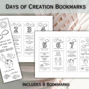 Days of Creation Craft Coloring Bookmarks DIY Gift for Book Lovers ...