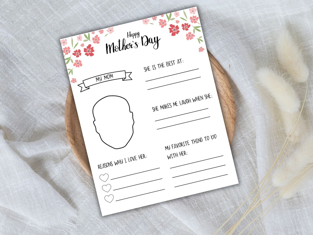 All About My Mom Printable Mothers Day Card Personalized Gift for Mom ...