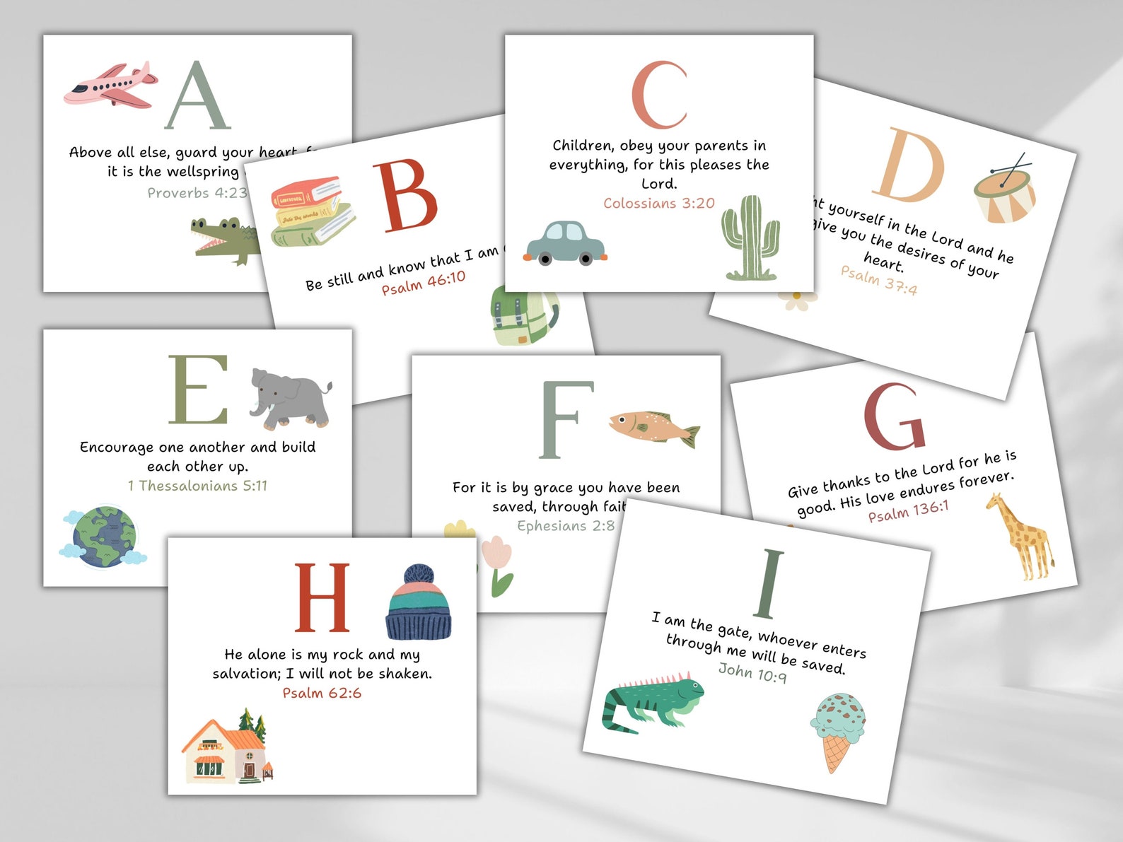 ABC Bible Verse Flashcards Scripture Card Printable Alphabet Bible ...