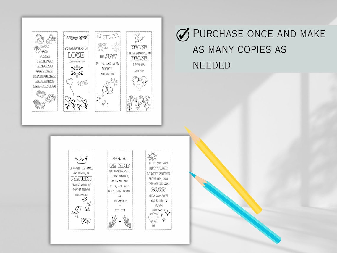 10 Fruit of the Spirit Coloring Bookmarks for Kids Printable Sunday ...