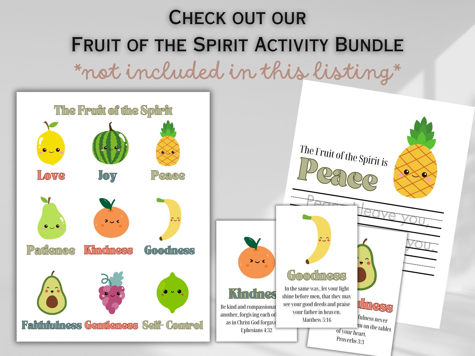 10 Fruit of the Spirit Coloring Bookmarks for Kids Printable Sunday ...