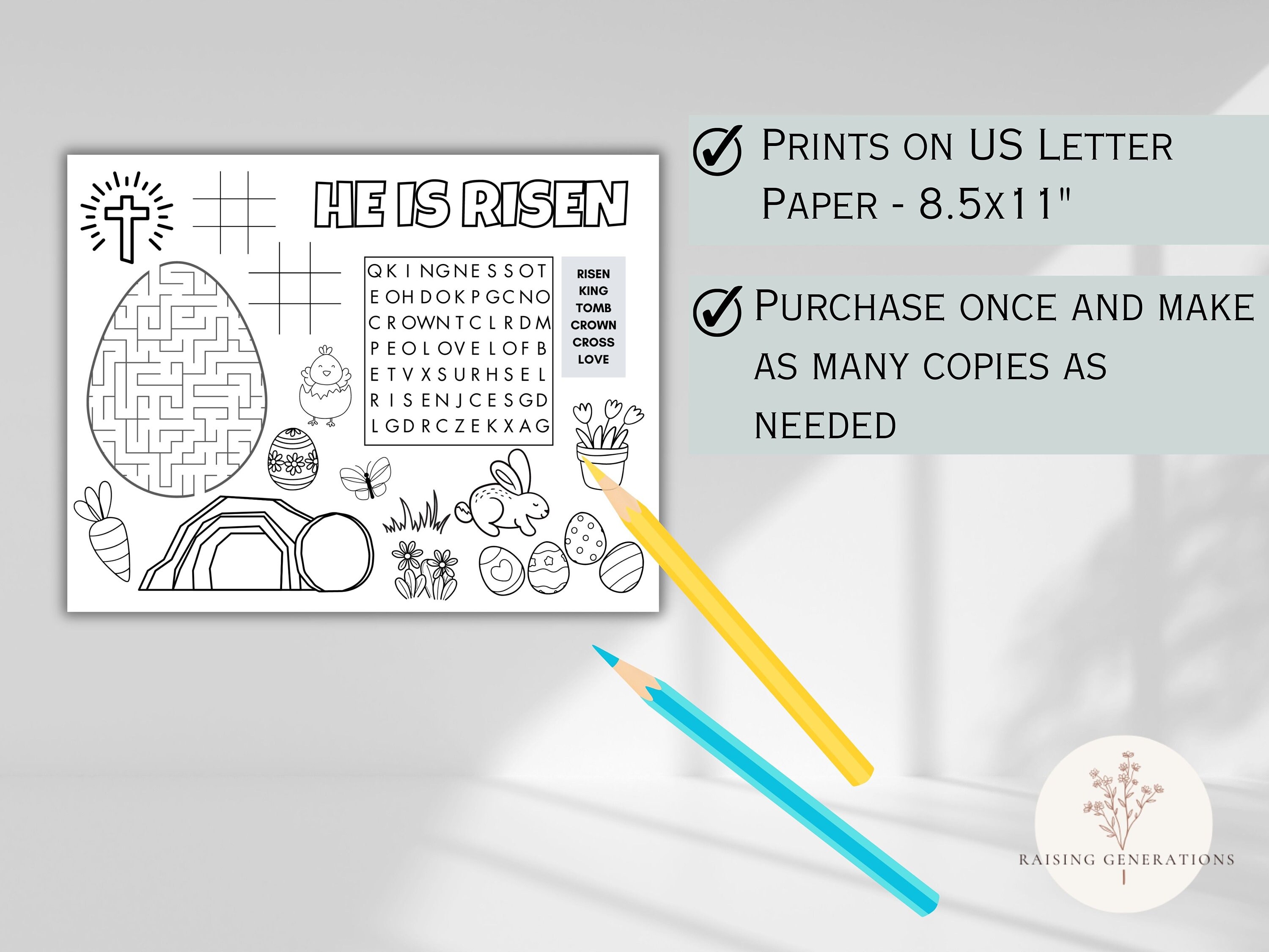 Christian Easter Color Activity Kids Sunday School Easter Sunday Craft ...