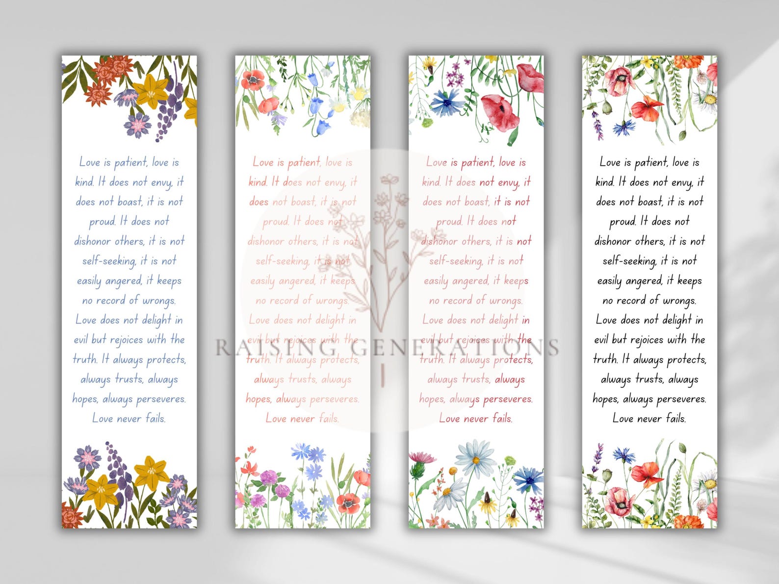 Valentines Bible Verse Bookmarks Printable Floral Valentines Church ...