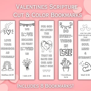 Valentines Bible Verse Coloring Bookmarks Printable Sunday School Craft ...