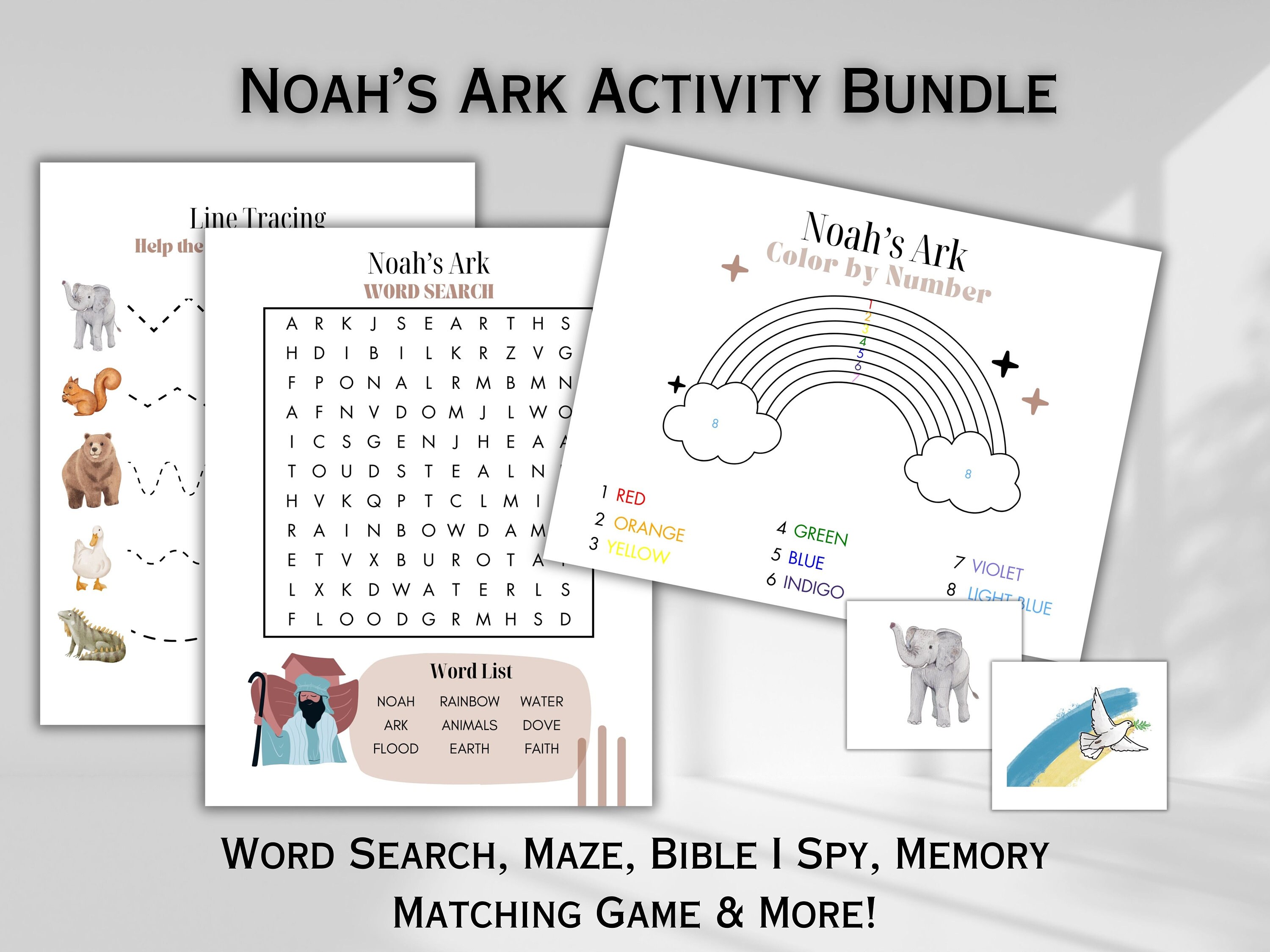 Noah's Ark Activity Bundle Printable Bible Lesson Sunday School Craft ...