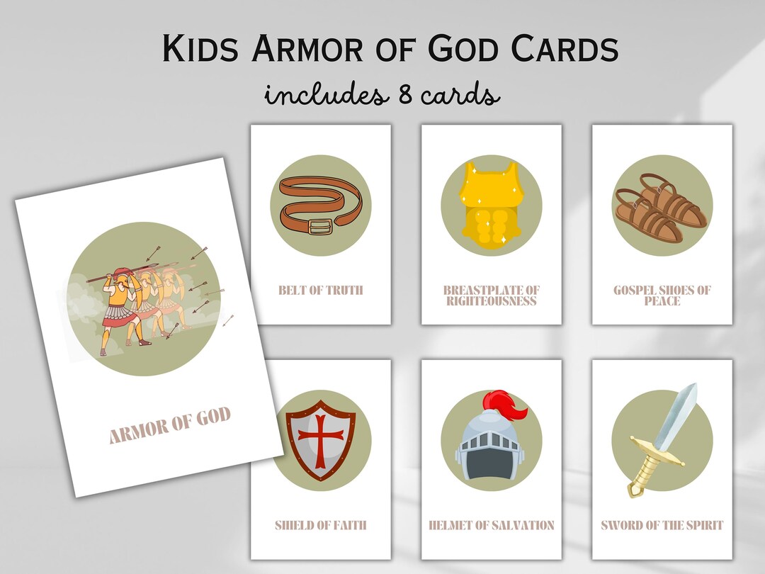 Armor of God Cards Armor of God Flash Cards for Kids Bible Study Church ...