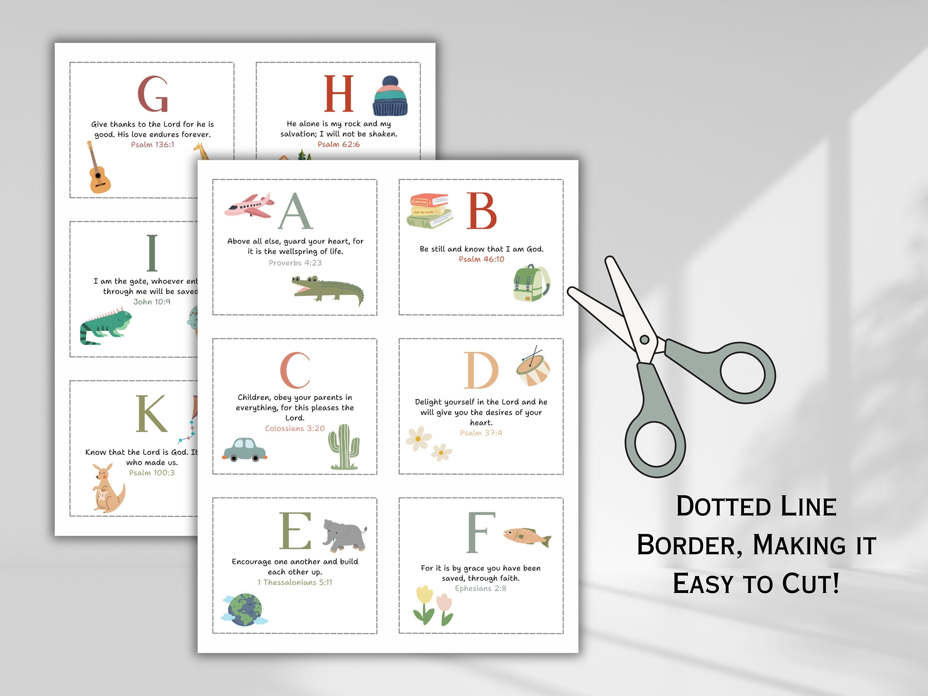 ABC Bible Verse Flashcards Scripture Card Printable Alphabet Bible ...