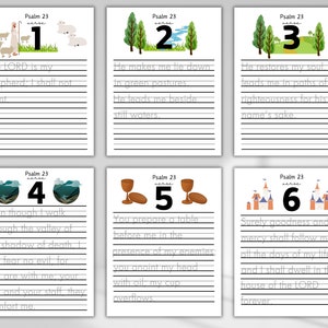 Psalm 23 Printable Bible Memorization Worksheet Sunday School Bible ...