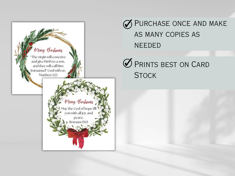 Christmas Bible Verse Cards Christmas Scripture Cards Christian ...