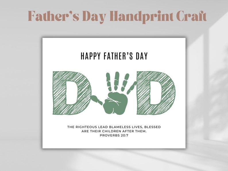 Christian Fathers Day Craft for Dad Handprint Art From Kids Printable ...