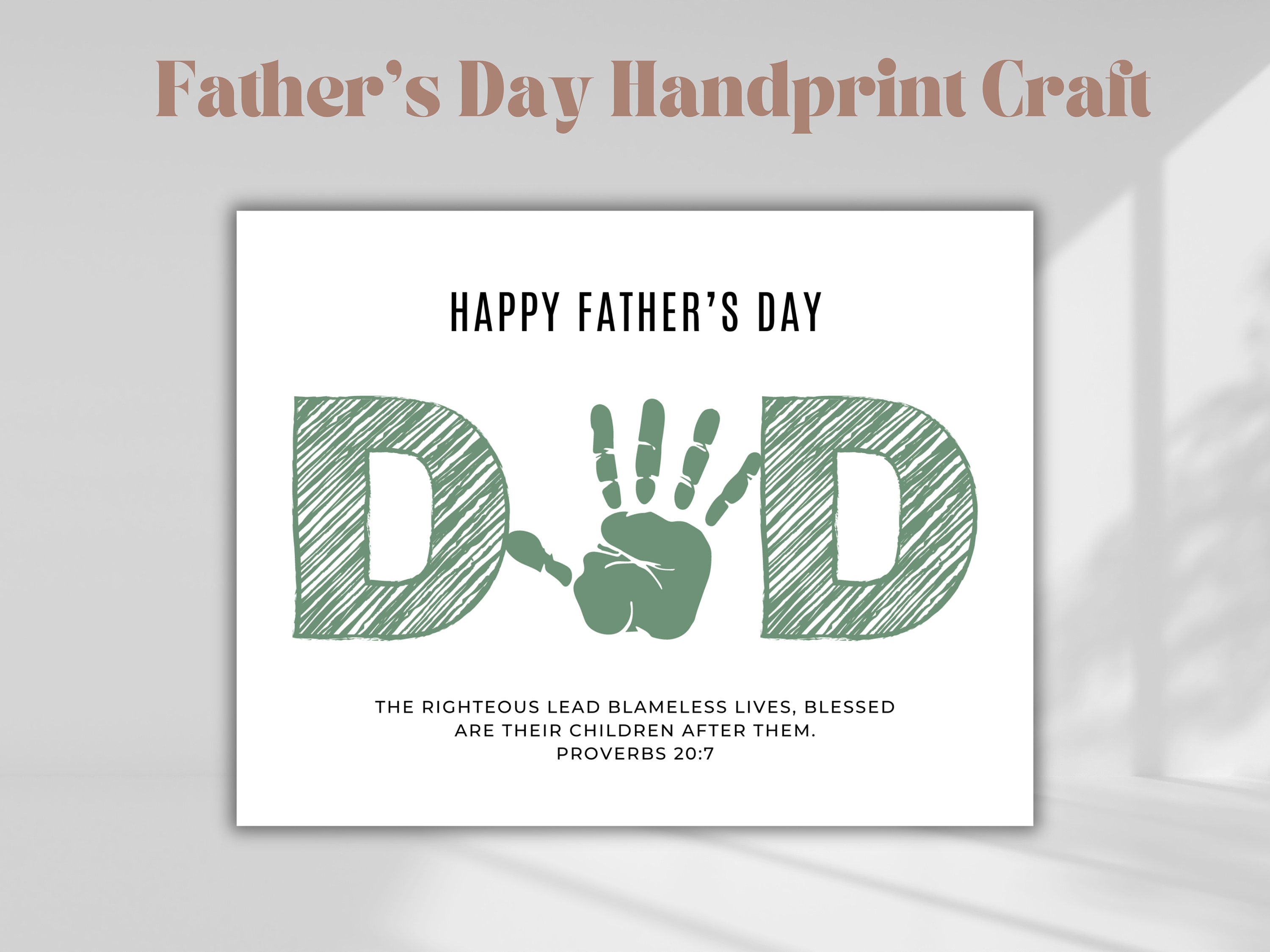 Christian Fathers Day Craft for Dad Handprint Art From Kids Printable ...