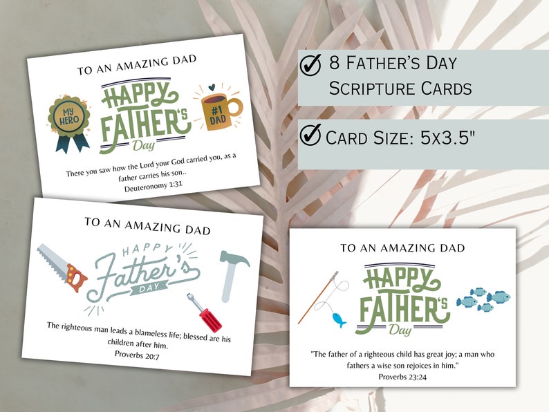 Christian Fathers Day Card Printable Bible Verse Church Gift for ...