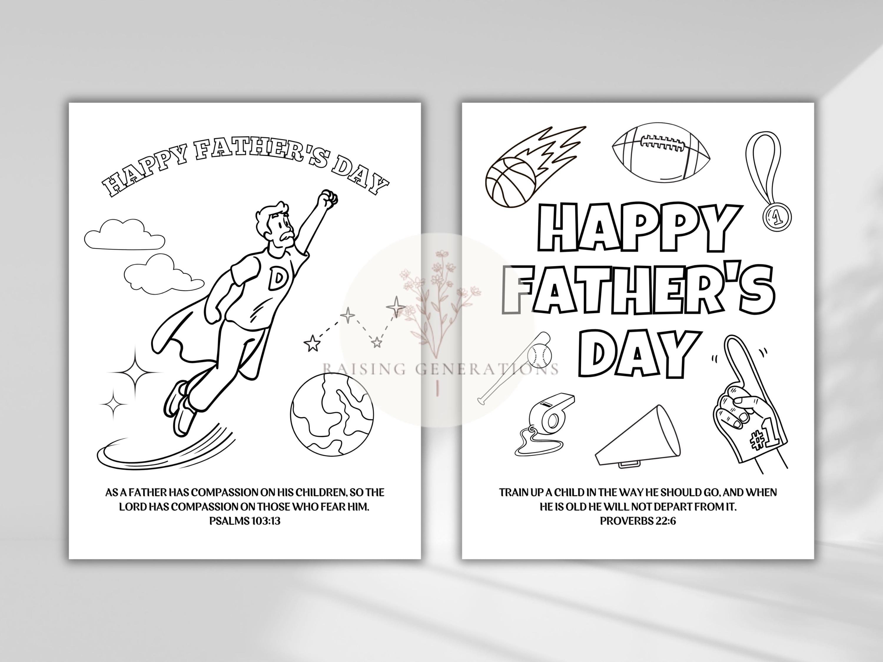 Christian Fathers Day Bible Verse Coloring Pages Gift for Fathers ...